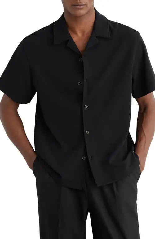REISS Cedric Camp Shirt - Black