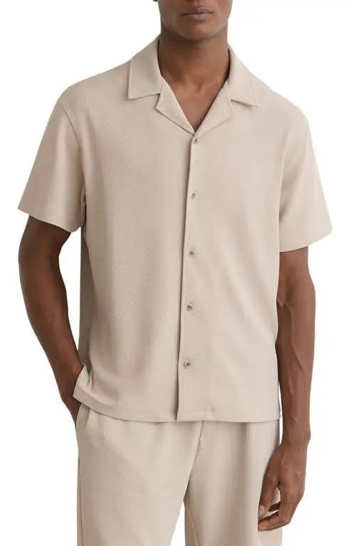 REISS Cedric Camp Shirt - Stone