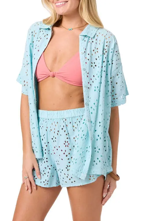 O'Neill Jenna Cotton Eyelet Cover-up Shirt - Stratosphere
