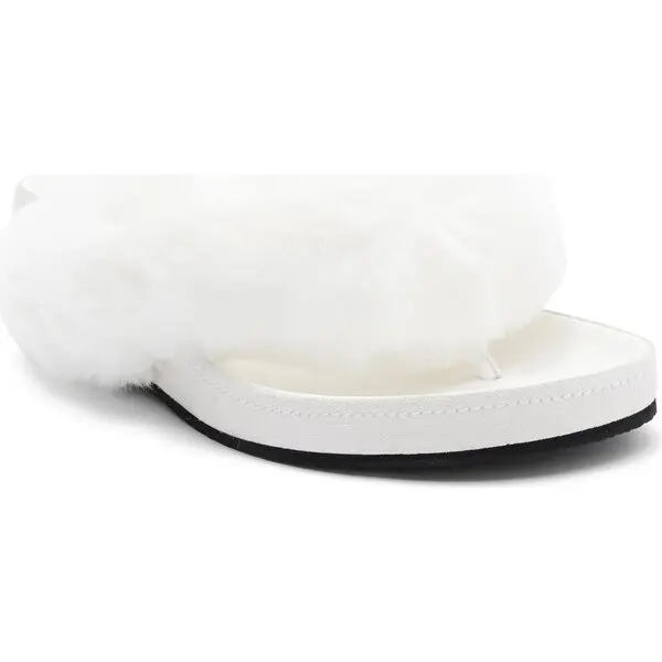 Jeffrey Campbell Delulu Faux Fur Flip Flop - White Combo