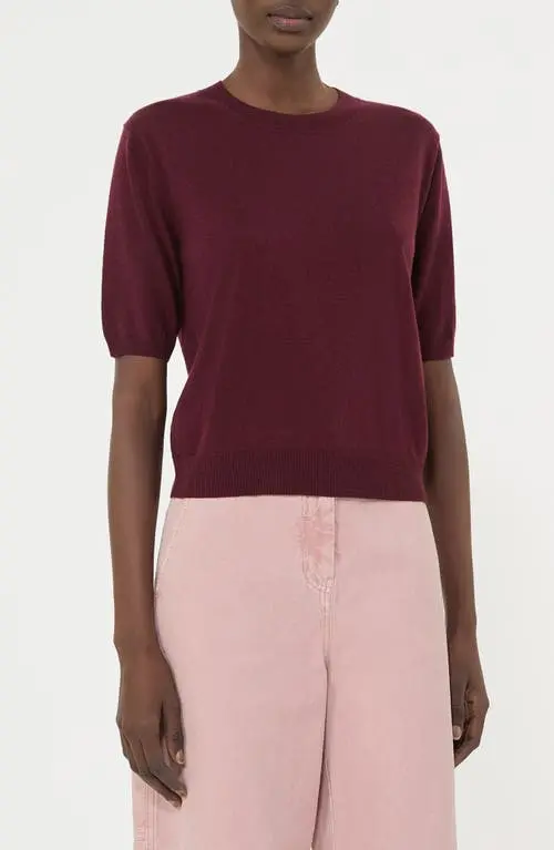 Max Mara Marea Wool & Cashmere Short Sleeve Sweater - Bordeaux