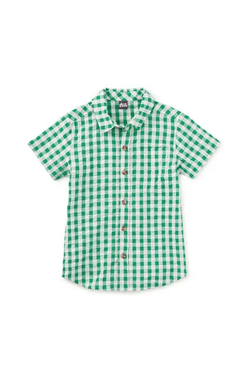 TEA COLLECTION Plaid Button Up Woven Shirt - Garden Party Check