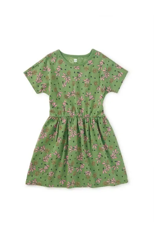 TEA COLLECTION Short Sleeve Twirl Dress - Olive Floral