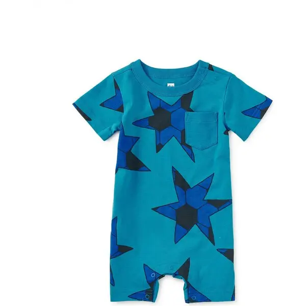 TEA COLLECTION Pocket Shortie Baby Romper - Soccer Stars