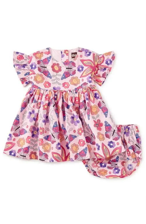 TEA COLLECTION Ruffle Sleeve Baby Dress Set - Butterfly Tile