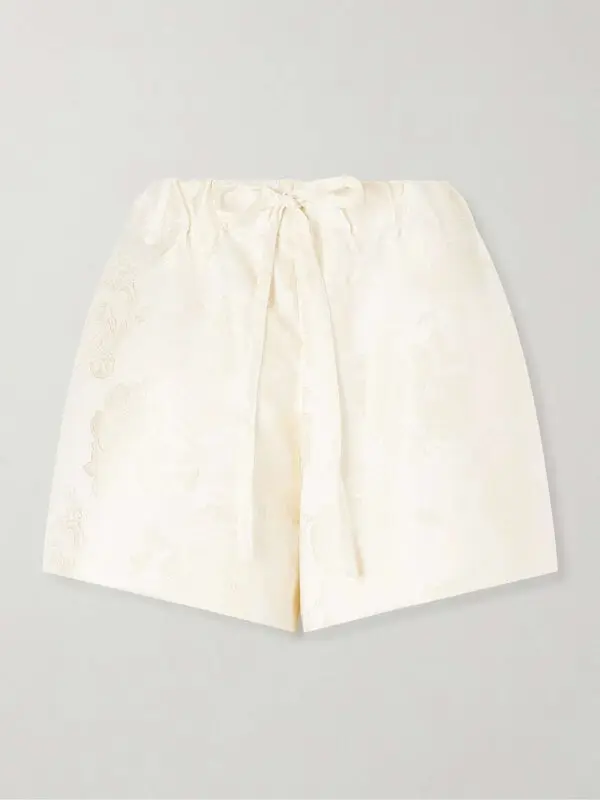 Simone Rocha Floral-jacquard Satin Shorts - Pink