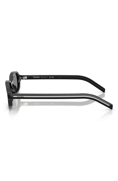 Prada 50mm Oval Sunglasses - Black/grey