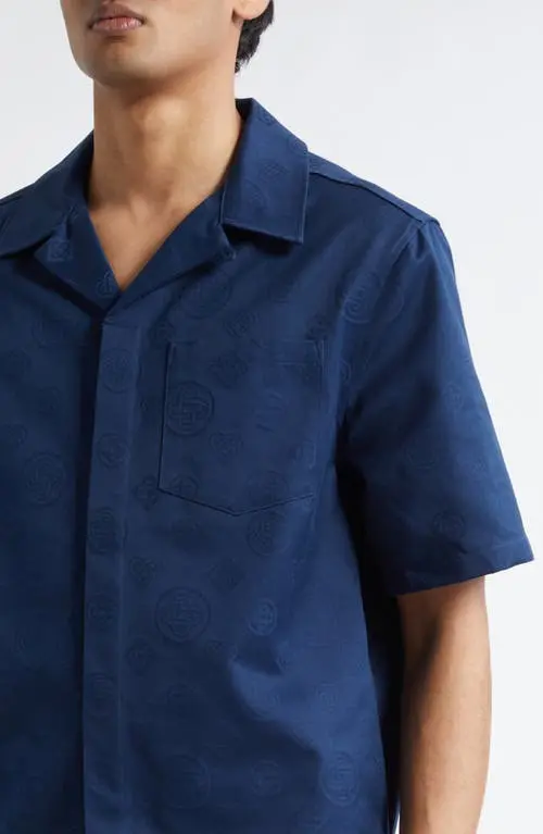 Casablanca Monogram Cotton Poplin Camp Shirt