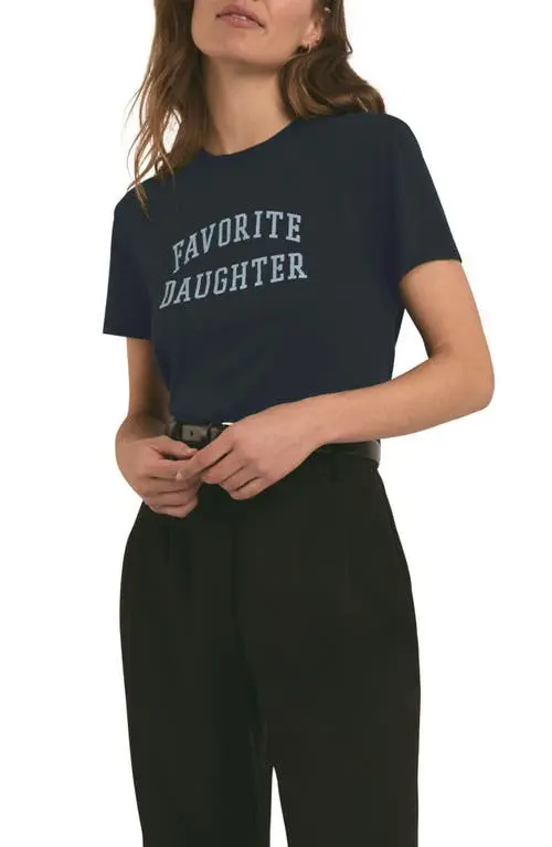 FAVORITE DAUGHTER Collegiate Logo Crop Graphic T-shirt - Navy