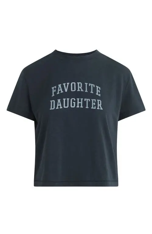 FAVORITE DAUGHTER Collegiate Logo Crop Graphic T-shirt - Navy