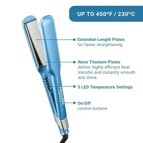 BABYLISSPRO Nano Titanium 1½ " Ultra-sleek Straightener - Blue