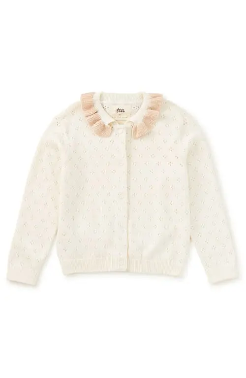 TEA COLLECTION Collared Pointelle Cardigan - Chalk