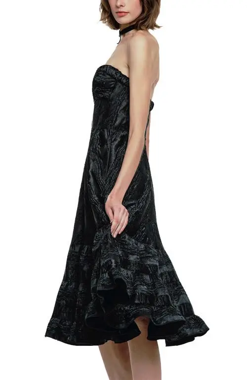 Anna Sui Crushed Satin Strapless Sweetheart Dress