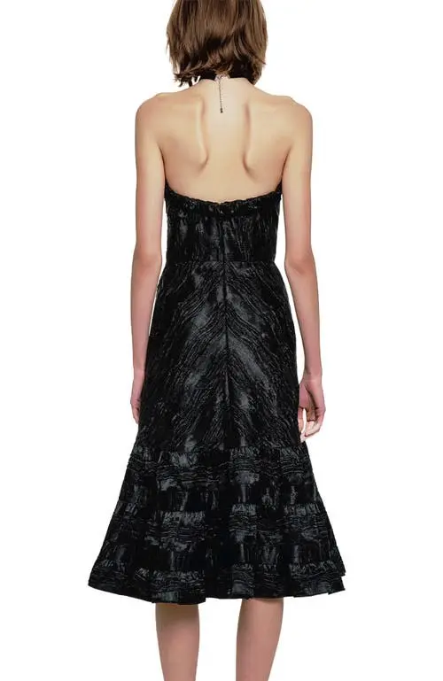 Anna Sui Crushed Satin Strapless Sweetheart Dress