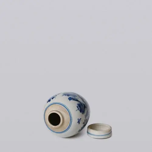 COBALT GUILD Porcelain Mini Bird And Flower Round Jar
