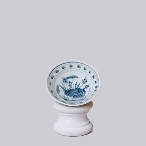 COBALT GUILD Small Porcelain Lotus Conical Bowl - Blue And White