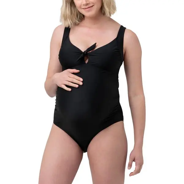 RIPE MATERNITY Tie Front One Piece - Black