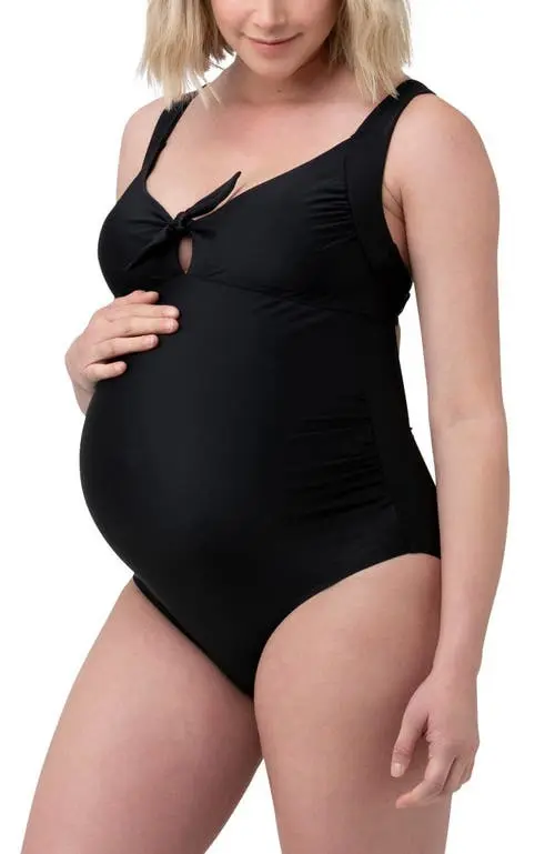 RIPE MATERNITY Tie Front One Piece - Black