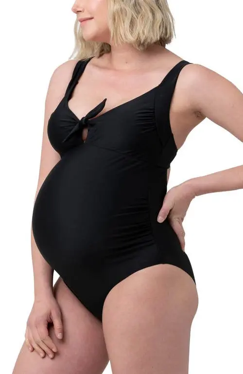 RIPE MATERNITY Tie Front One Piece - Black