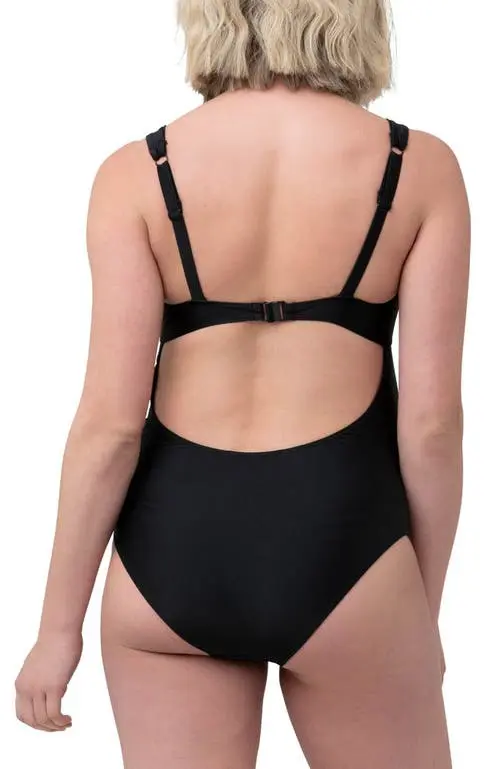 RIPE MATERNITY Tie Front One Piece - Black