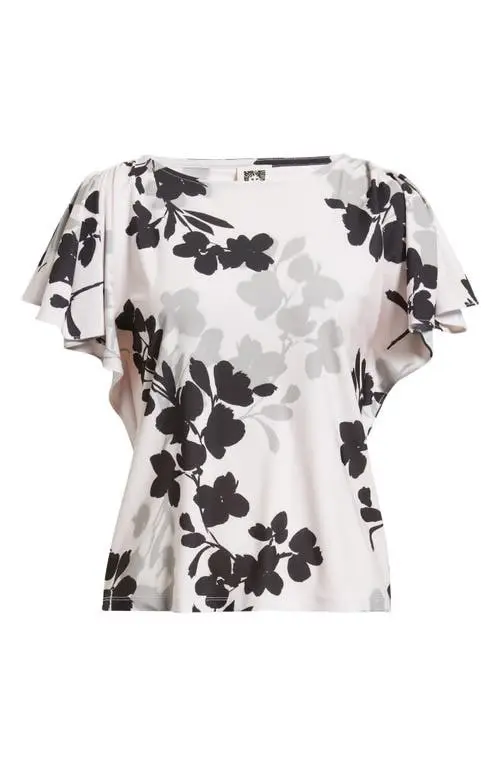 Anne Klein Floral Cascade Flutter Sleeve Top