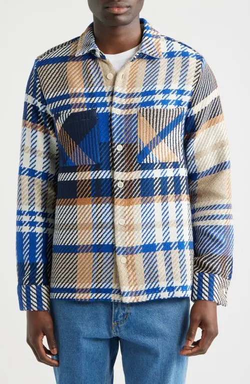 WAX LONDON Whiting Plaid Overshirt - Blue/tan