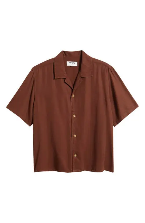 WAX LONDON Curzon Solid Twill Camp Shirt - Brown