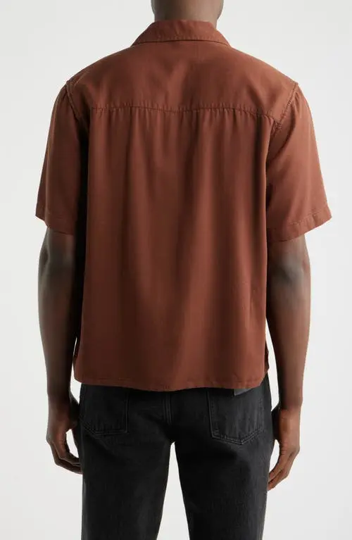 WAX LONDON Curzon Solid Twill Camp Shirt - Brown