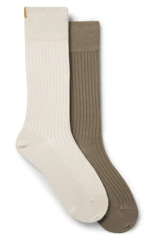 BOSS Assorted 2-pack Solid Cotton Blend Dress Socks - Light Beige