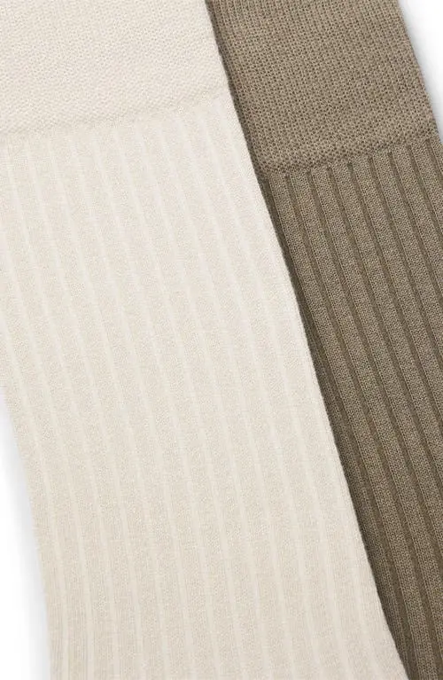 BOSS Solid Cotton Blend Dress Socks 2 Pack
