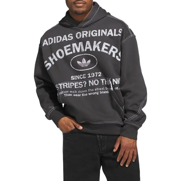 Adidas Shoemaker Loose Fit Graphic Hoodie - Utility Black
