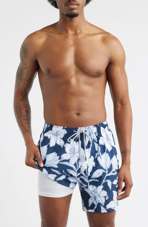 VINTAGE SUMMER Floral Stretch Volley Swim Trunks