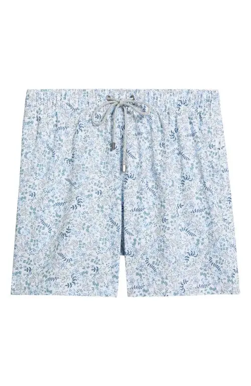 VINTAGE SUMMER Floral Stretch Volley Swim Trunks - Blue