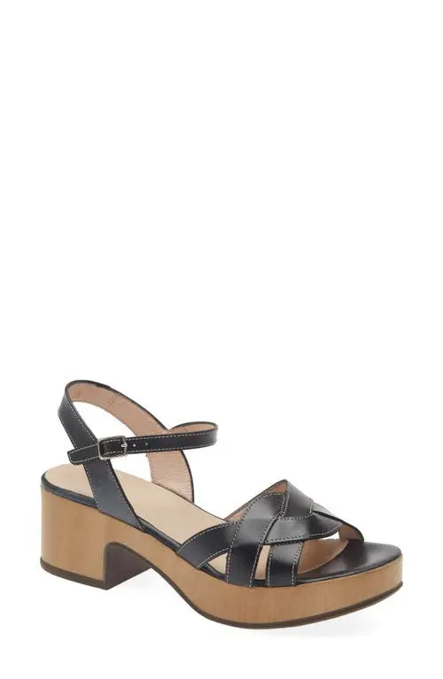 WONDERS Ankle Strap Platform Sandal - Tokat Black