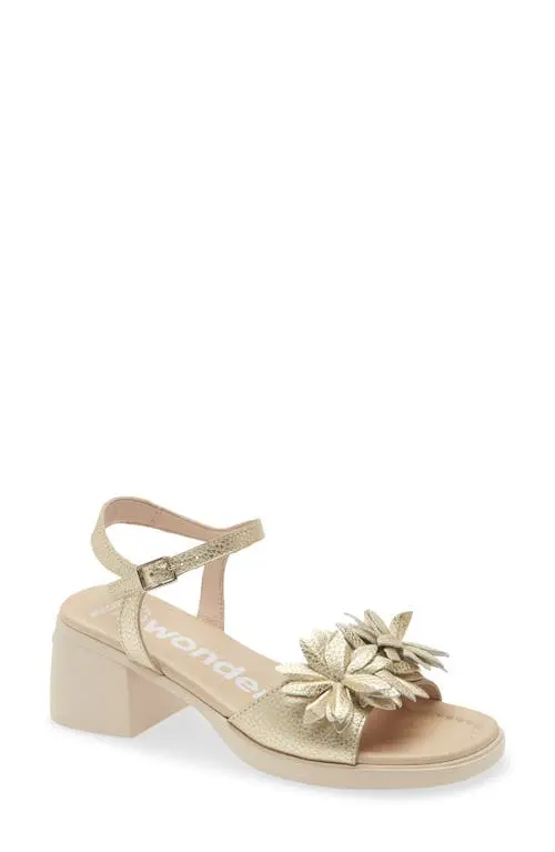 WONDERS Flower Ankle Strap Slide Sandal - Max Platino