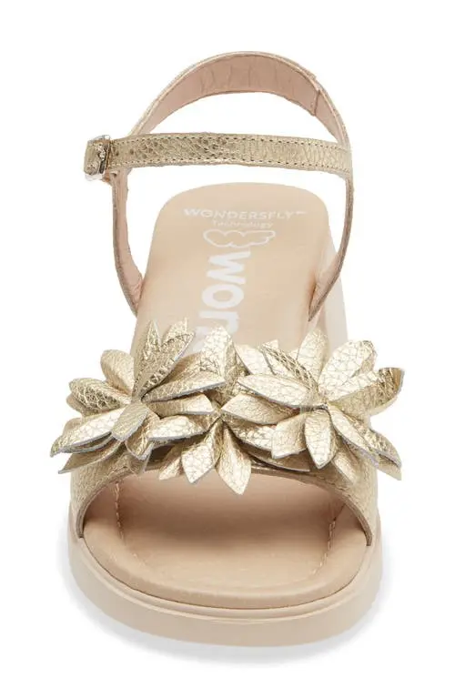 WONDERS Flower Ankle Strap Slide Sandal - Max Platino