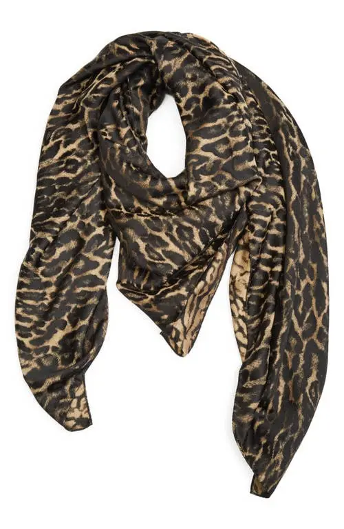Saint Laurent Leopard Print Silk & Cashmere Square Scarf