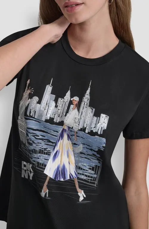 Dkny Crystal Embellished Graphic T-shirt
