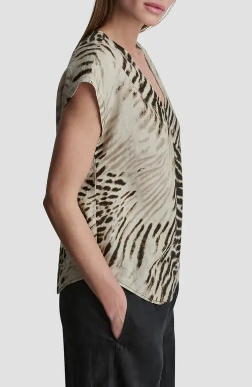 Dkny Tie Dye Line V-neck Top