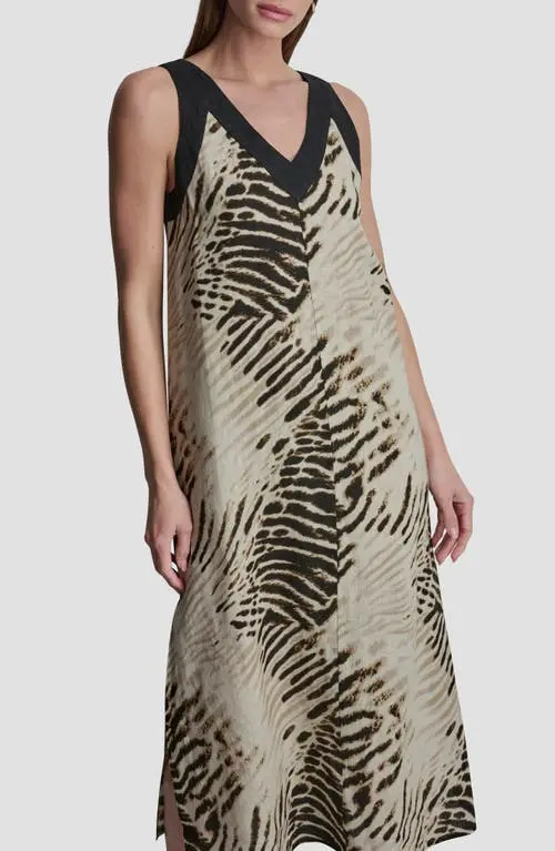 Dkny Printed Linen Midi Dress