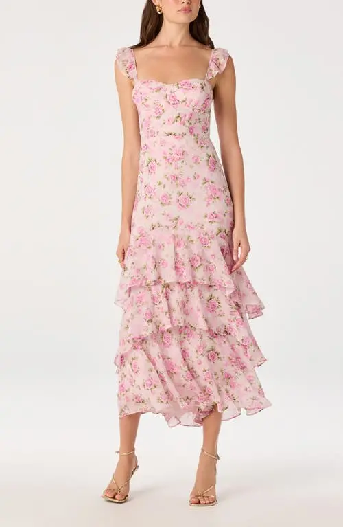 Astr The Label Alcina Polka Dot Maxi Dress - Pink Multi Floral