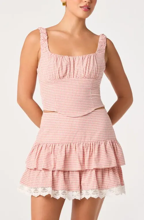 Astr The Label Penny Gingham Tank - Pink Gingham