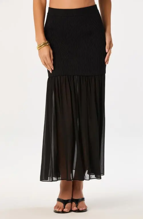 Astr The Label Halie Mixed Media Maxi Skirt - Black