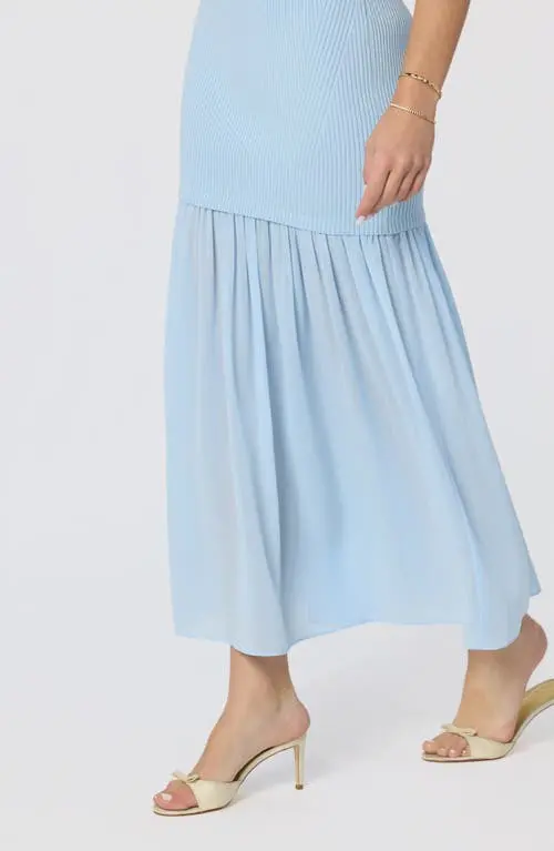 Astr The Label Halie Mixed Media Maxi Skirt - Light Blue