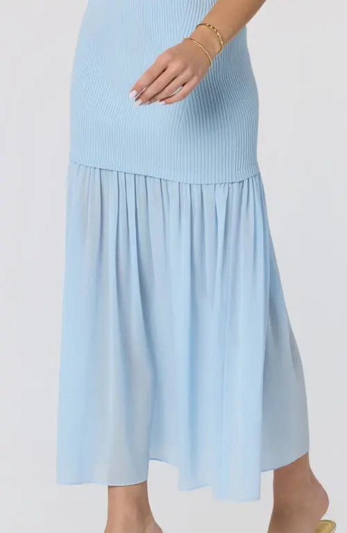 Astr The Label Halie Mixed Media Maxi Skirt - Light Blue