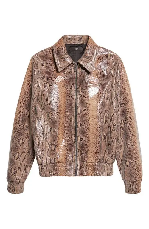 Amiri Snake Embossed Leather Western Jacket - Brown Multi