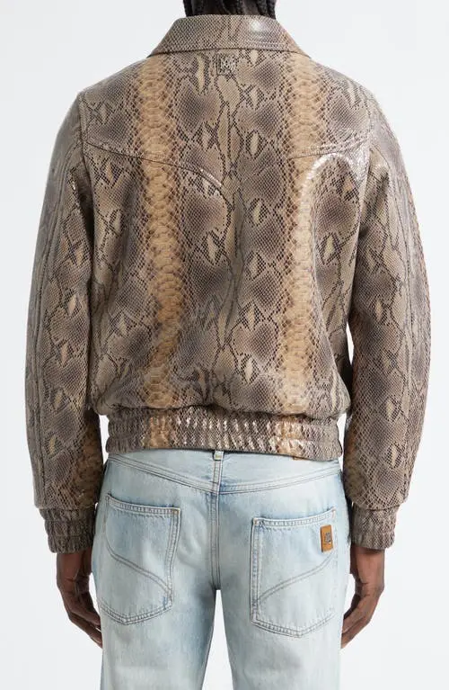 Amiri Snake Embossed Leather Western Jacket - Brown Multi