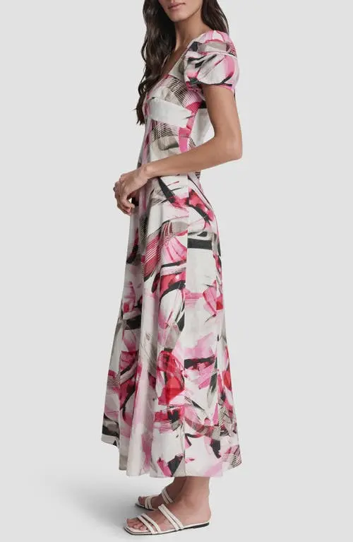 Dkny Printed Short Sleeve Midi Dress
