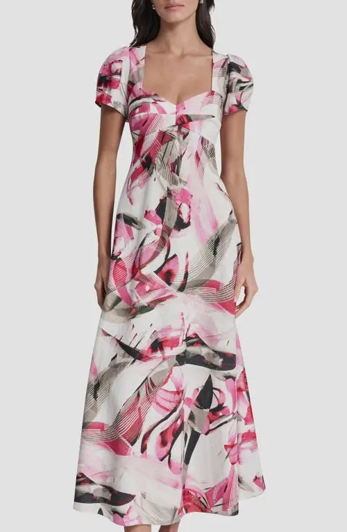 Dkny Printed Short Sleeve Midi Dress
