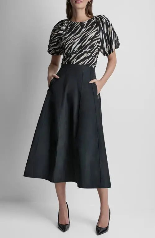 Dkny Taffeta Seamed A-line Midi Skirt